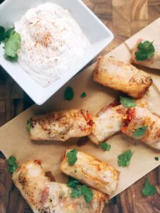 Mexican Spring Rolls with Cilantro Lime Dip - Three Olives Branch