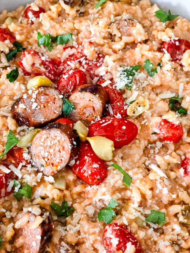 Roasted Tomato and Sausage Risotto - Three Olives Branch