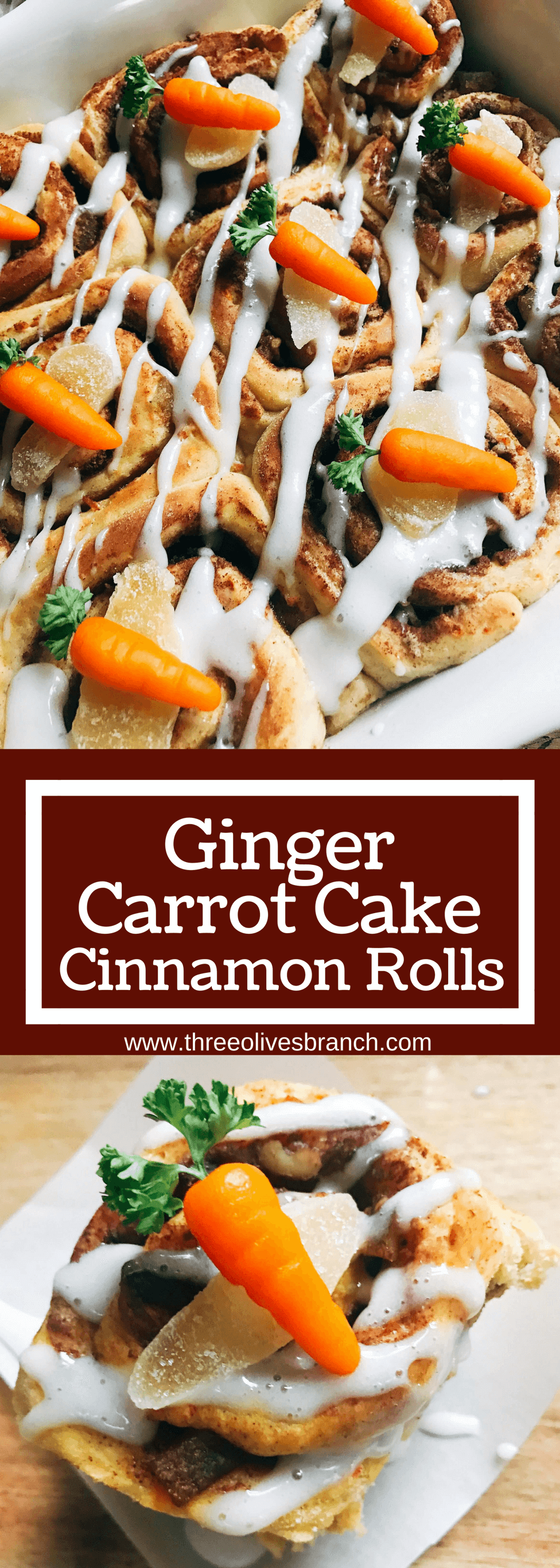Ginger Carrot Cake Cinnamon Rolls with Cream Cheese Frosting - Three ...