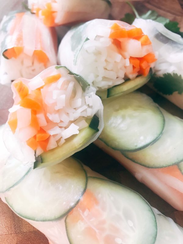 Vietnamese Vegan Banh Mi Spring Rolls - Three Olives Branch