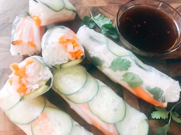 Vietnamese Vegan Banh Mi Spring Rolls - Three Olives Branch