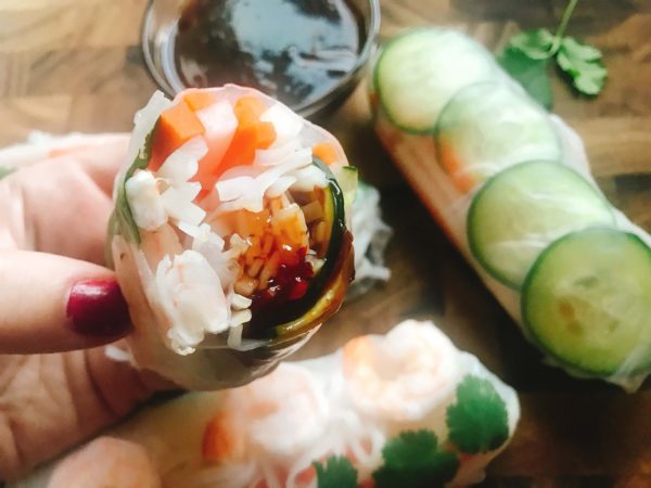 Vietnamese Shrimp Banh Mi Spring Rolls - Three Olives Branch