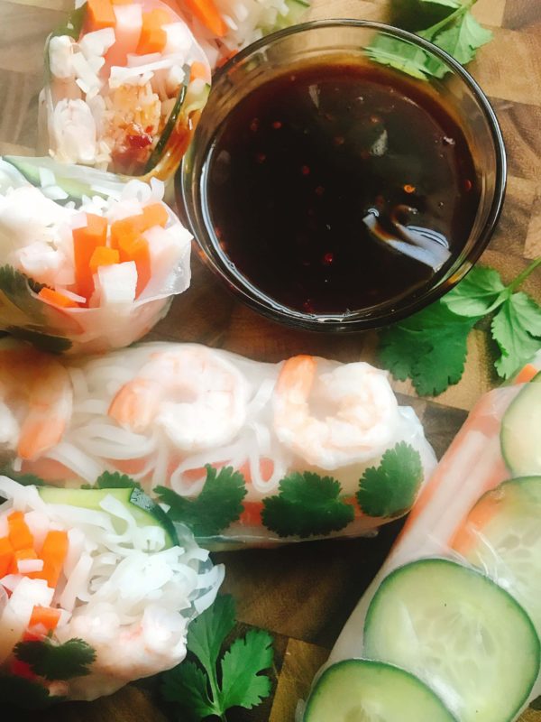 Vietnamese Shrimp Banh Mi Spring Rolls - Three Olives Branch