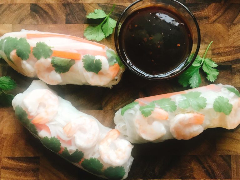 Vietnamese Shrimp Banh Mi Spring Rolls - Three Olives Branch
