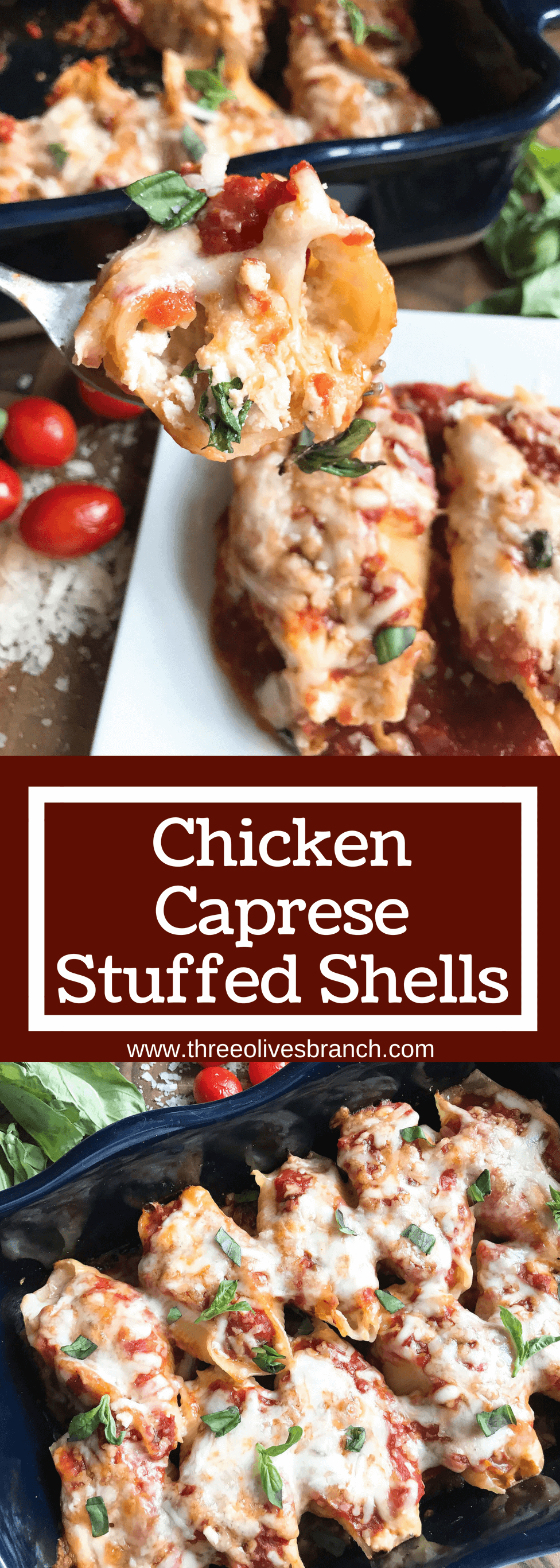 Chicken Caprese Stuffed Shells - Three Olives Branch