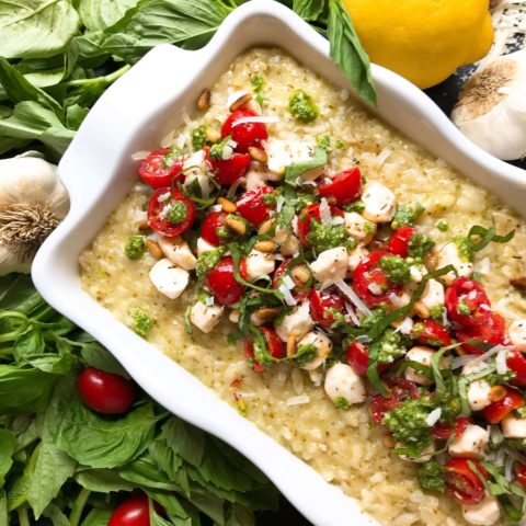 Caprese Pesto Risotto - Three Olives Branch