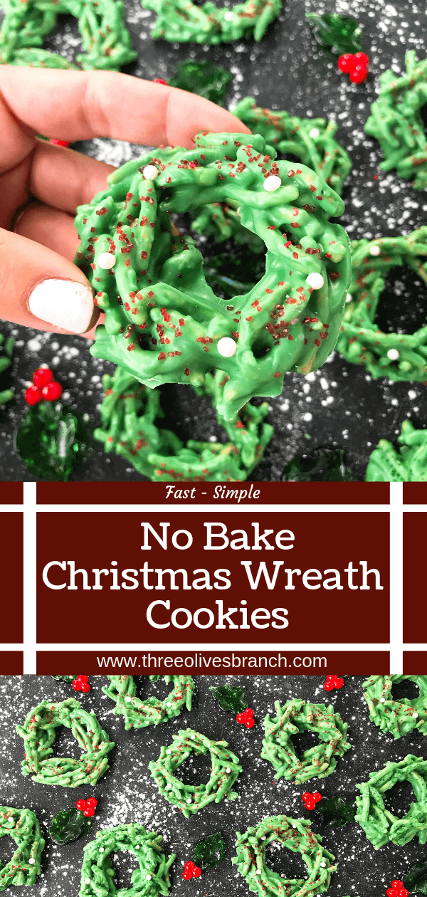No Bake Christmas Wreath Cookies - Three Olives Branch