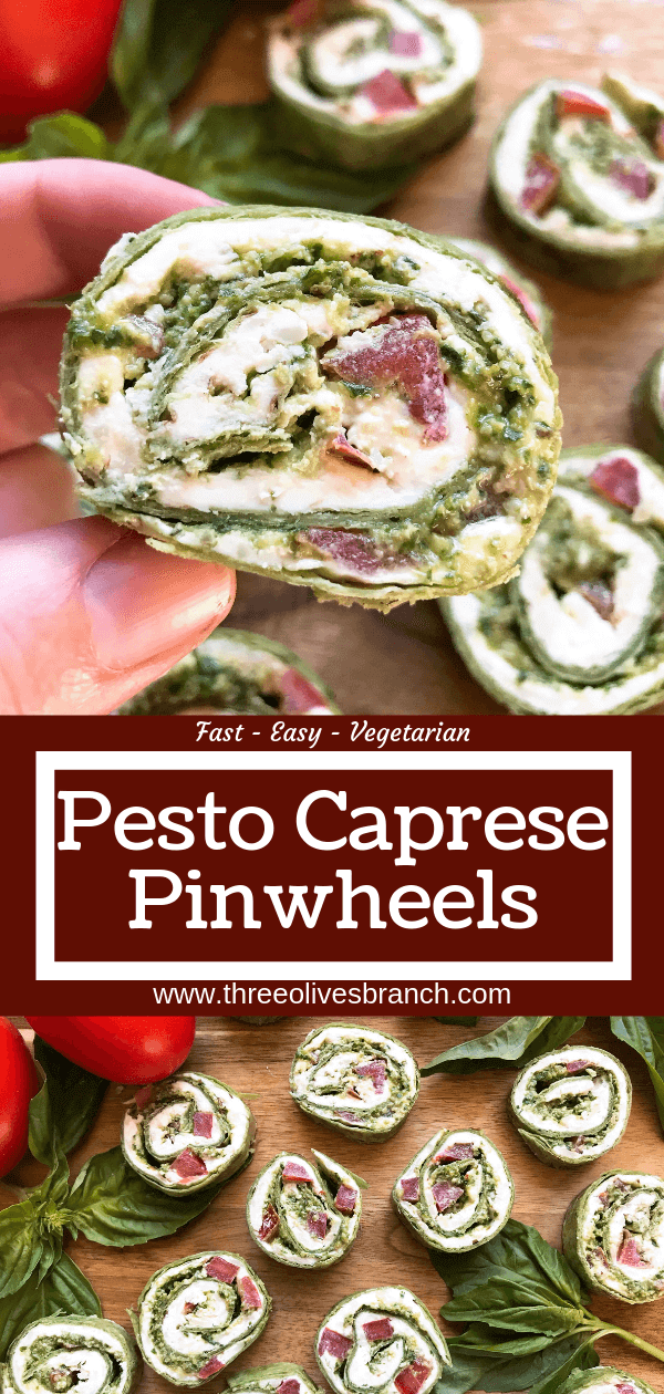 Caprese Pesto Pinwheels Roll Ups - Three Olives Branch