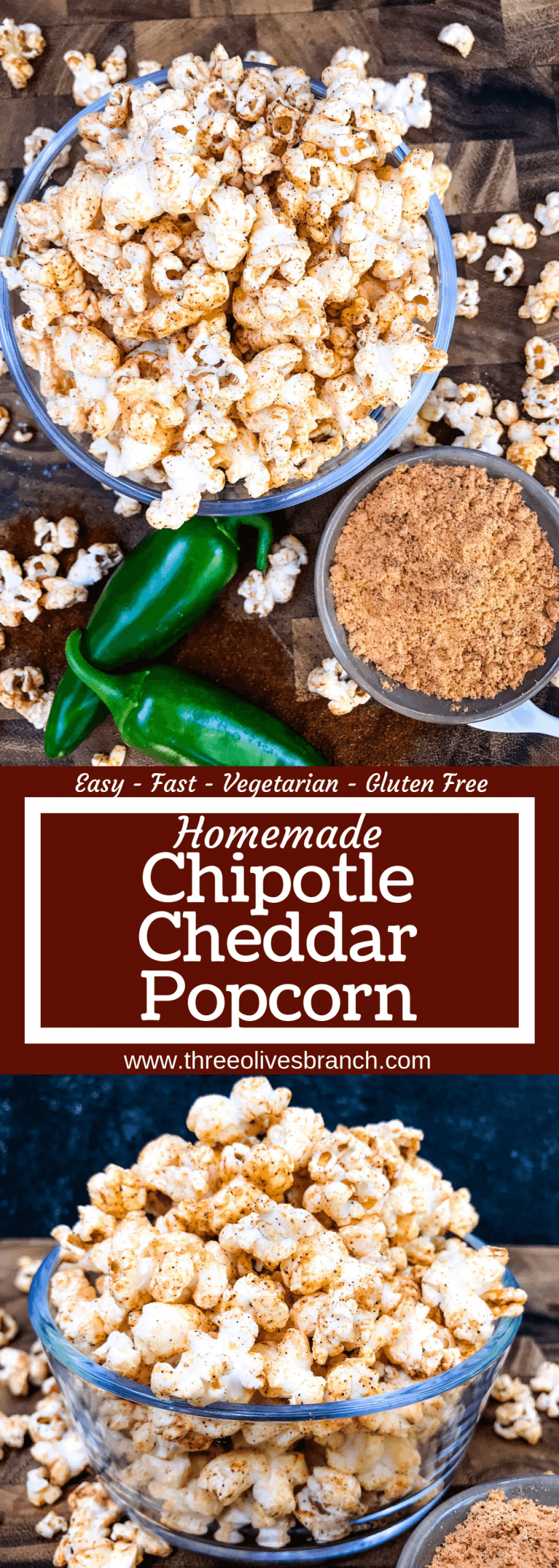 Homemade Chipotle Cheddar Popcorn - Three Olives Branch