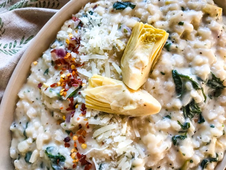 Spinach Artichoke Risotto - Three Olives Branch