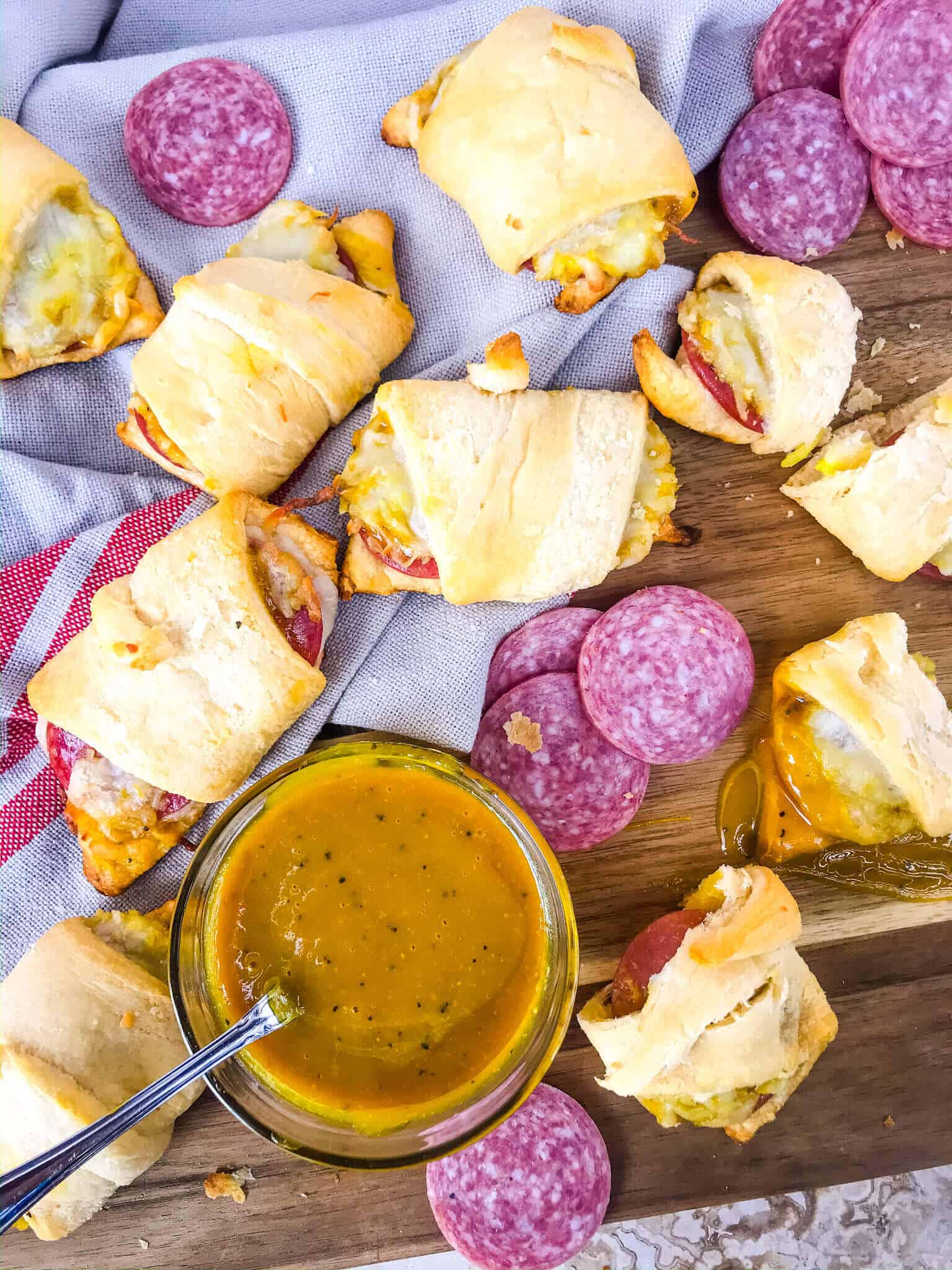 Cheesy Mustard Salami Crescent Rolls - Three Olives Branch