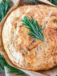 No Knead Rustic Rosemary Bread - Three Olives Branch