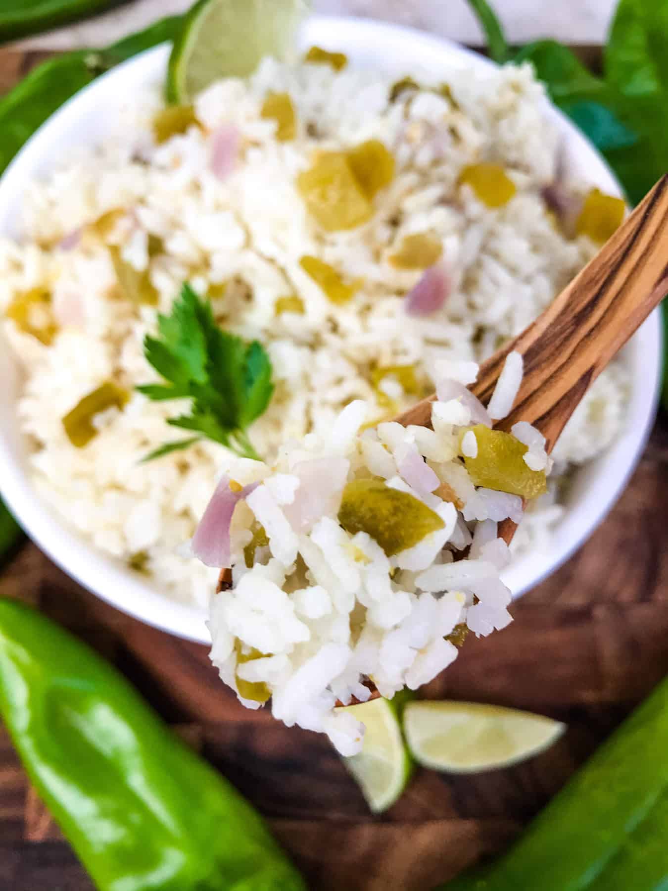 Hatch Green Chile Rice - Three Olives Branch