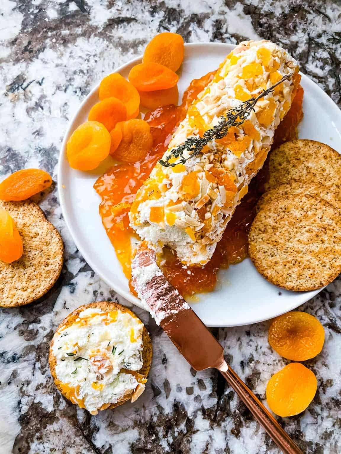 Apricot Almond Goat Cheese Log - Three Olives Branch