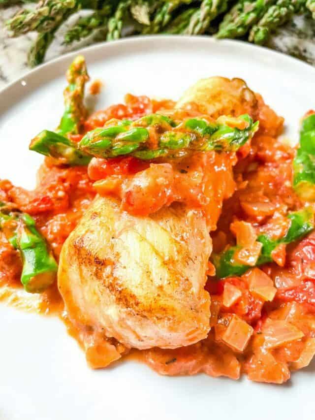 Cod Pomodoro with Asparagus - Three Olives Branch