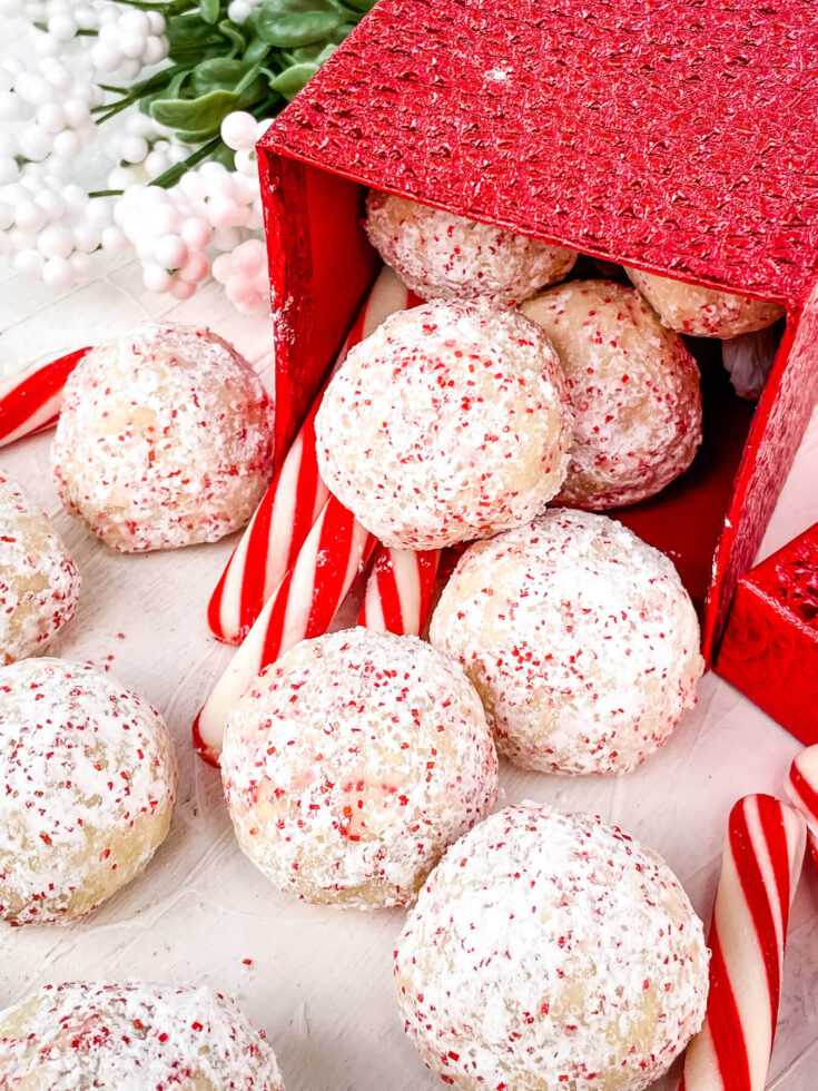 Peppermint Snowball Cookies - Three Olives Branch
