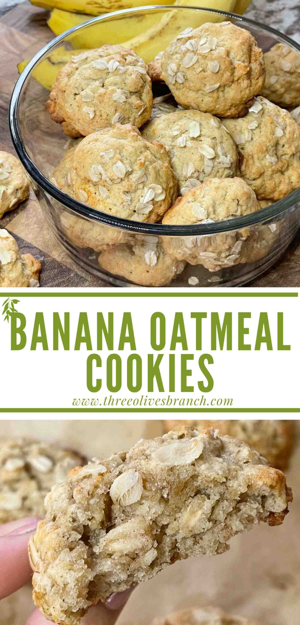 Banana Oatmeal Cookies - Three Olives Branch