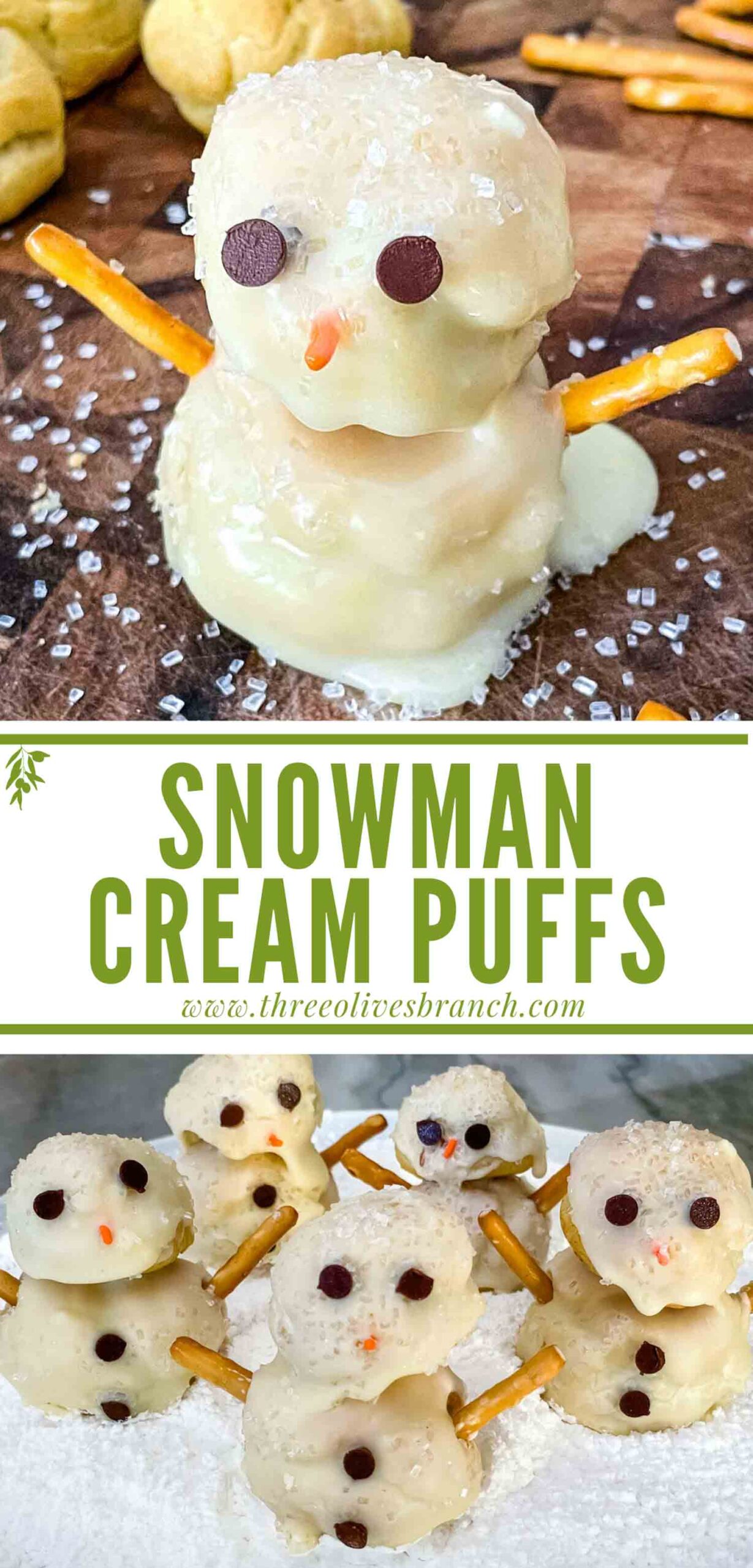 Snowman Cream Puffs - Three Olives Branch