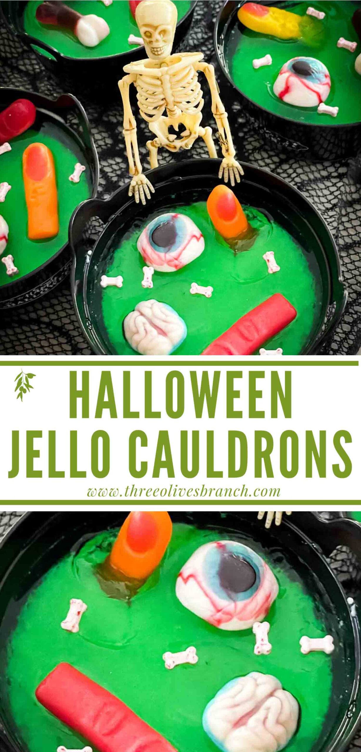 Halloween Jello Cauldrons - Three Olives Branch