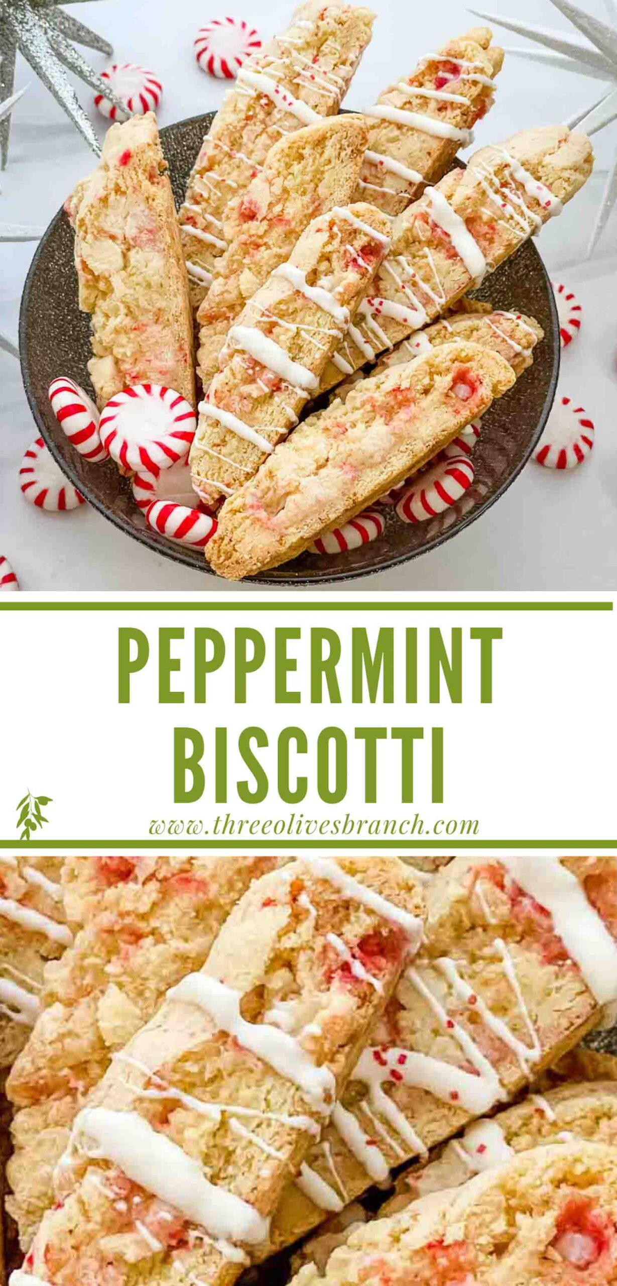 White Chocolate Peppermint Biscotti - Three Olives Branch