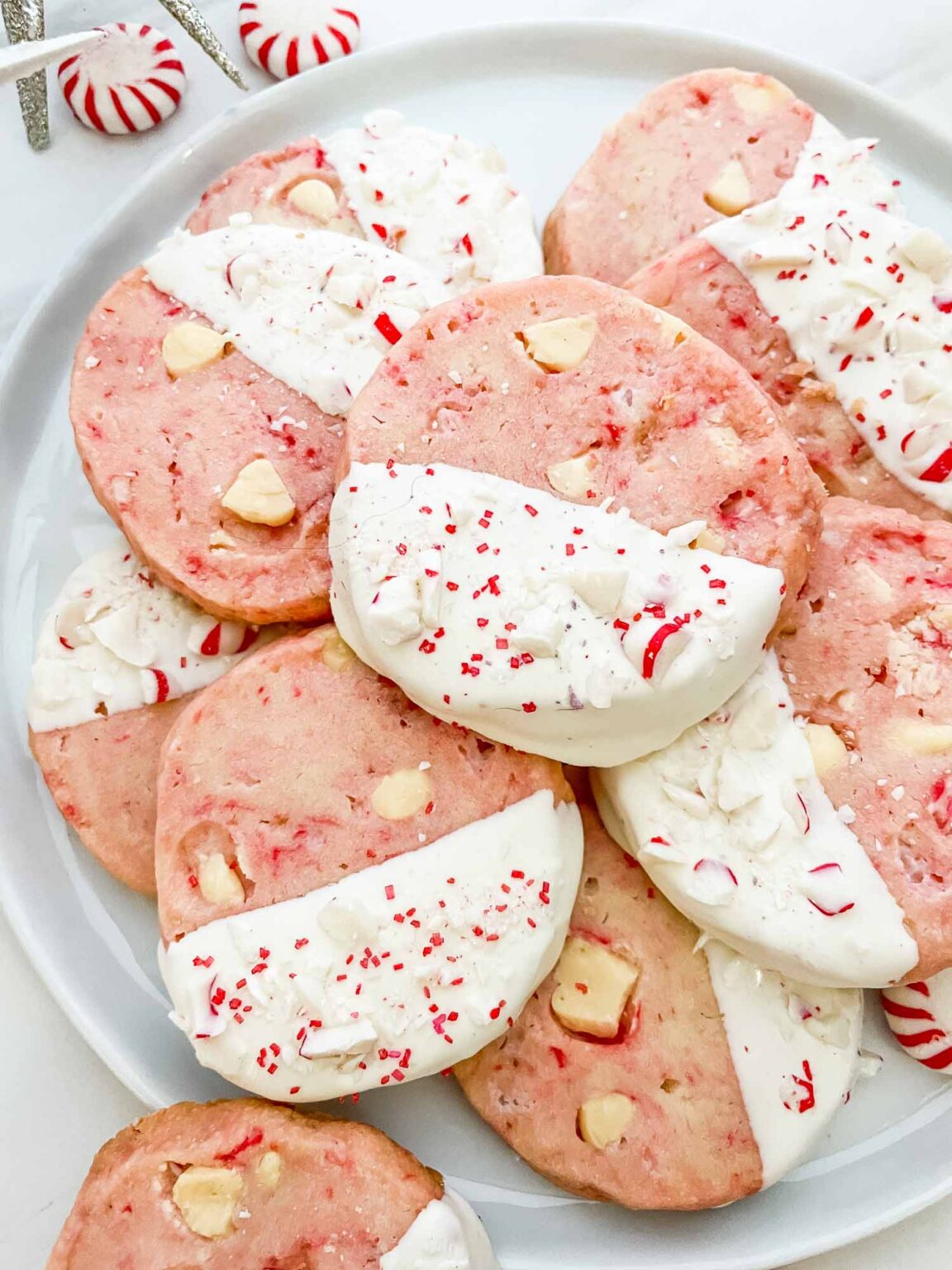 White Chocolate Peppermint Shortbread - Three Olives Branch
