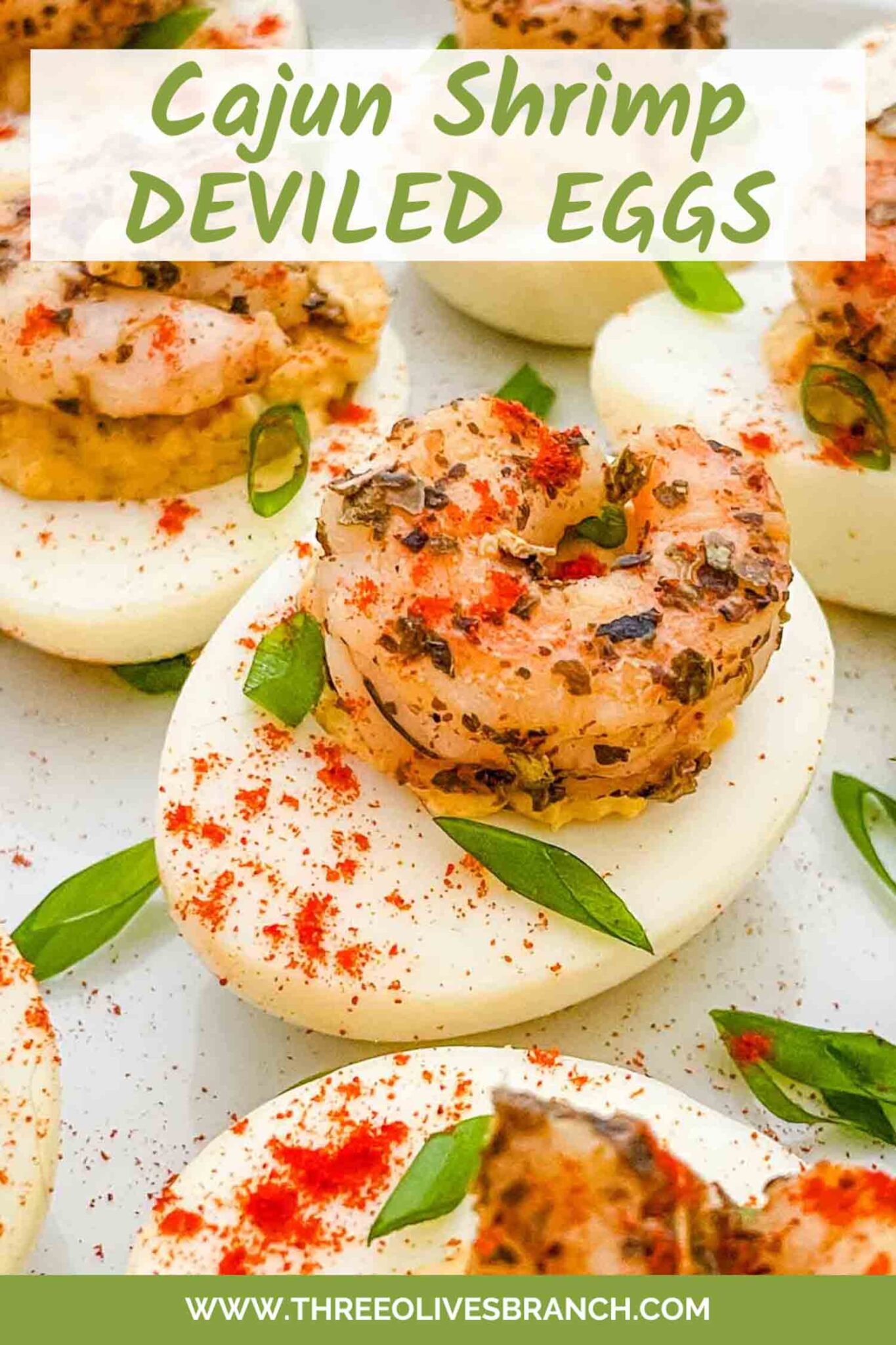 Cajun Shrimp Deviled Eggs - Three Olives Branch